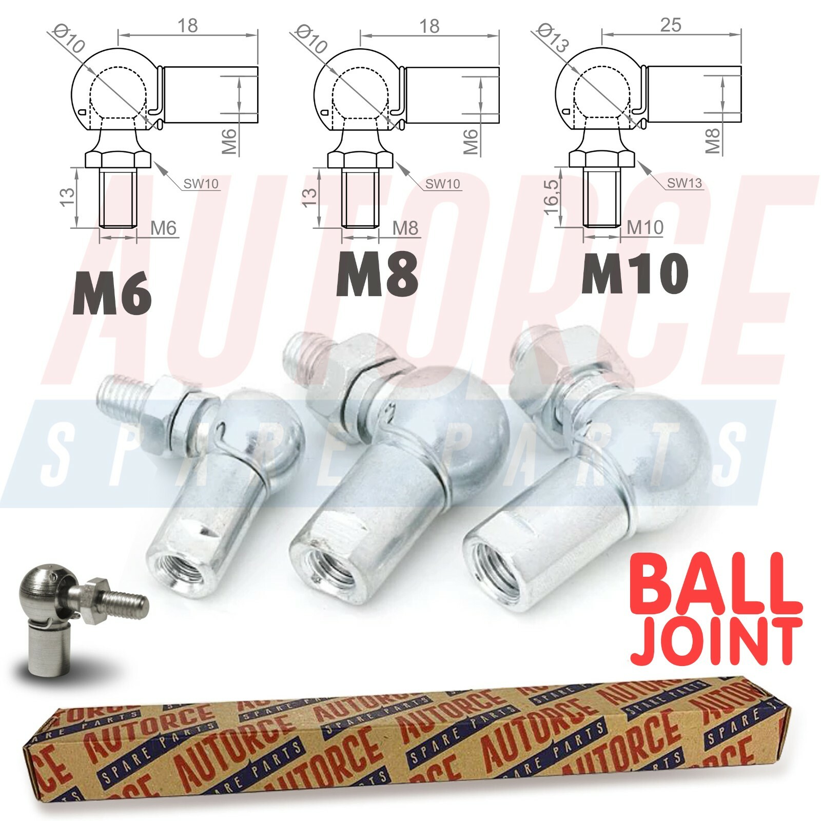 BALL JOINT EYELET BALL FEMALE END FITTINGS M6 M8 M10 UNIVERSAL GAS ...
