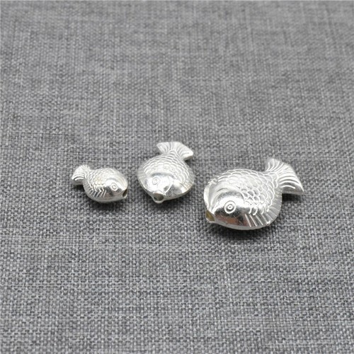 4pcs of 925 Sterling Silver Shiny Fish Beads 2-Sided for Sea Bracelet ...