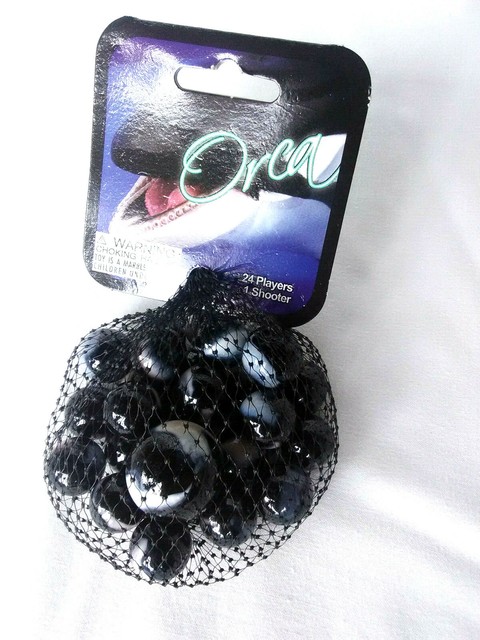 Net Bag of 25 "orca" Glass Mega Marbles 24 Players & 1 Shooter Retired ...