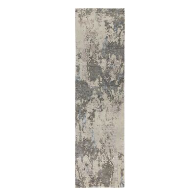 2'8"x10' Gray Abstract Design Wool And Silk Runner Hand Knotted Rug ...