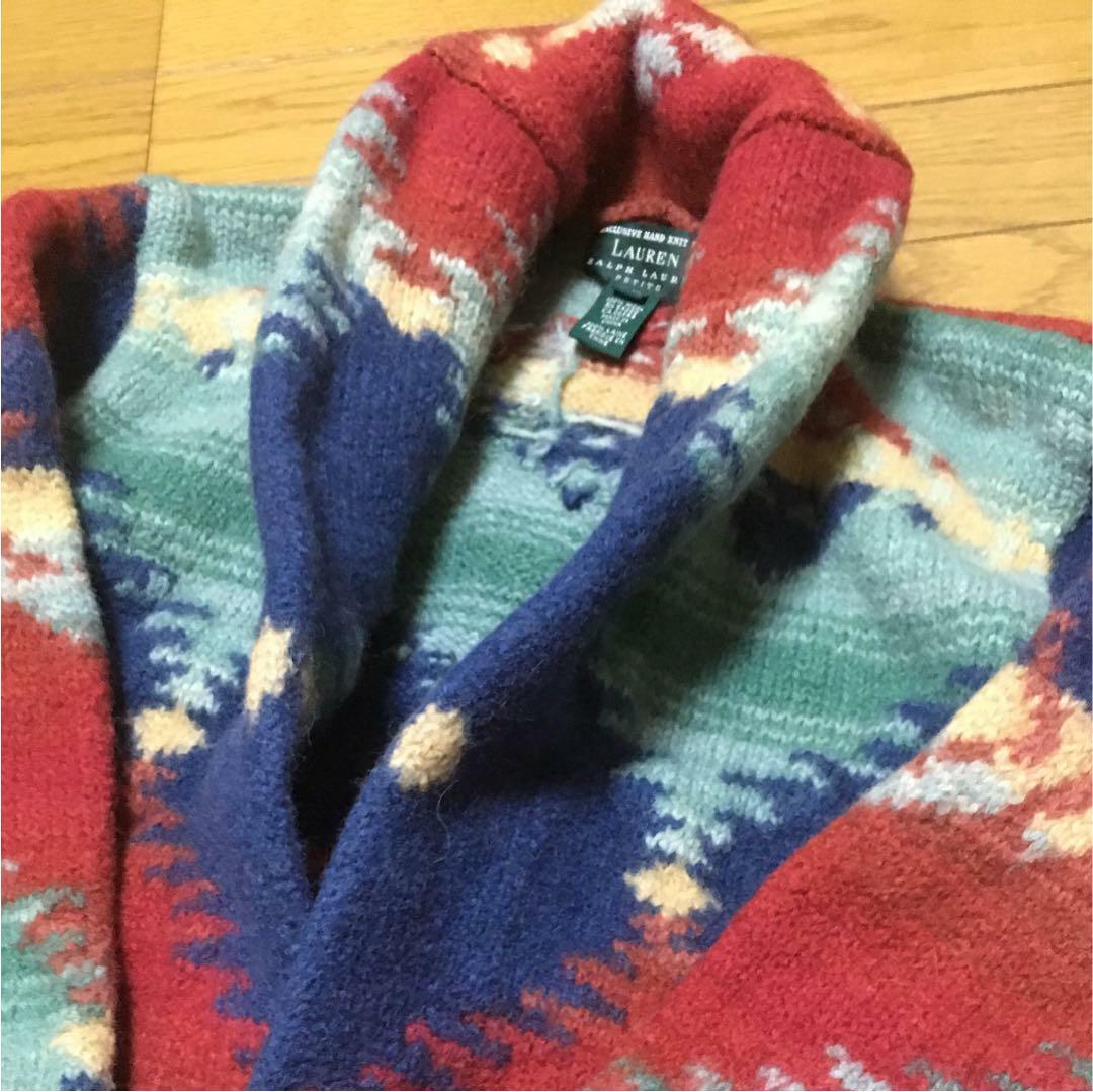 LAUREN RALPH LAUREN 1980's Native Wool Hand knit Card… - Gem