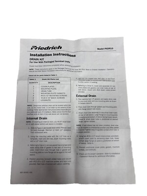 Friedrich PXDR10 PTAC Condensate Drain Kit 328785003864| eBay