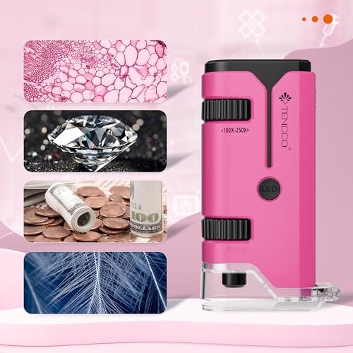 100x-250x Pocket Microscope for Kids Adults, Protable Handheld ...