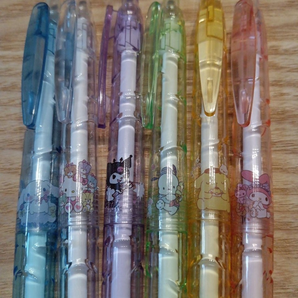 Set of 6 multicolored ballpoint pens with characters | eBay