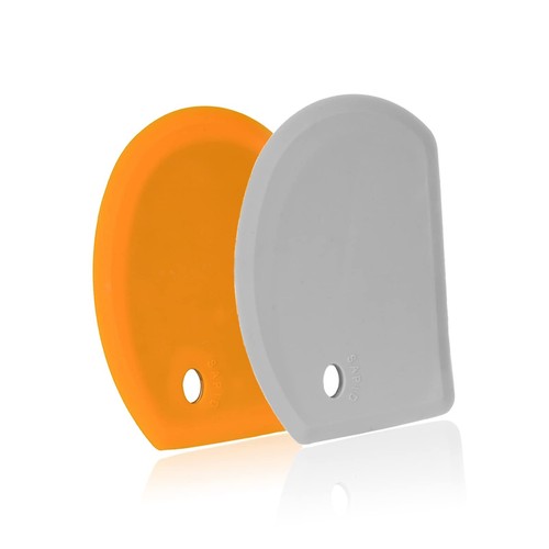 Silicone Dough Scraper with Stainless Steel Sheet, Curved Edge Flexible ...