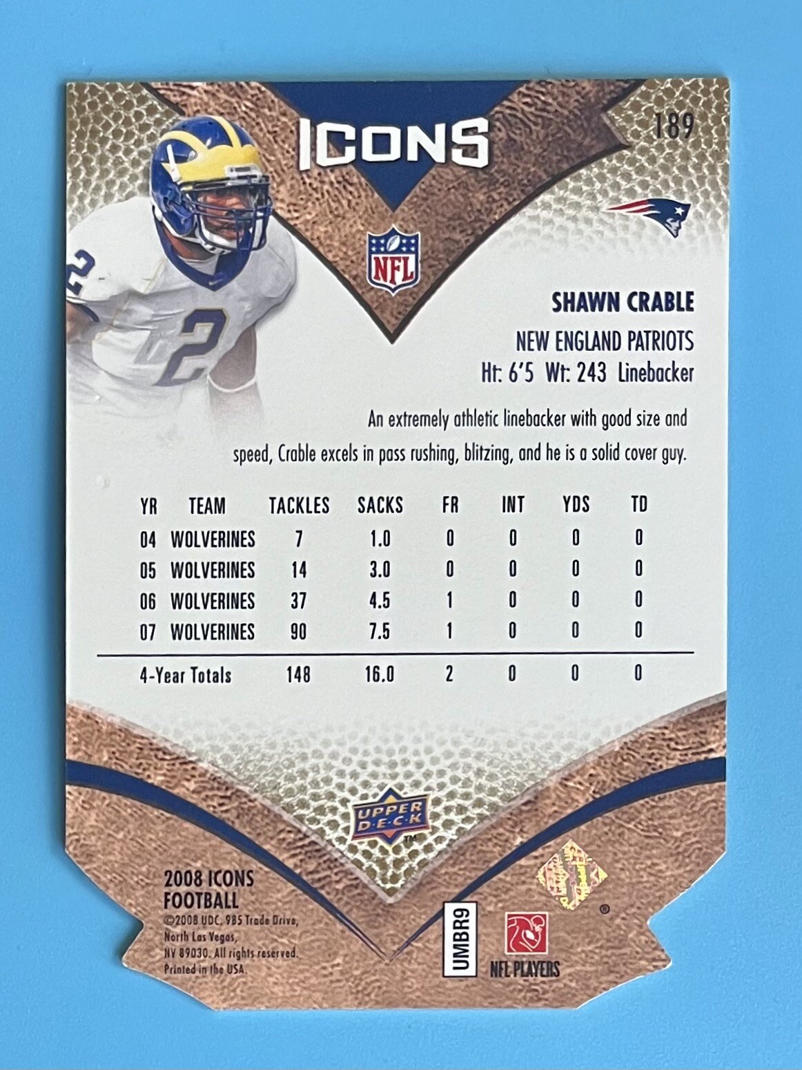 2008 Upper Deck Icons - Gold Die-Cut #189 Shawn Crable /75 (RC) for ...