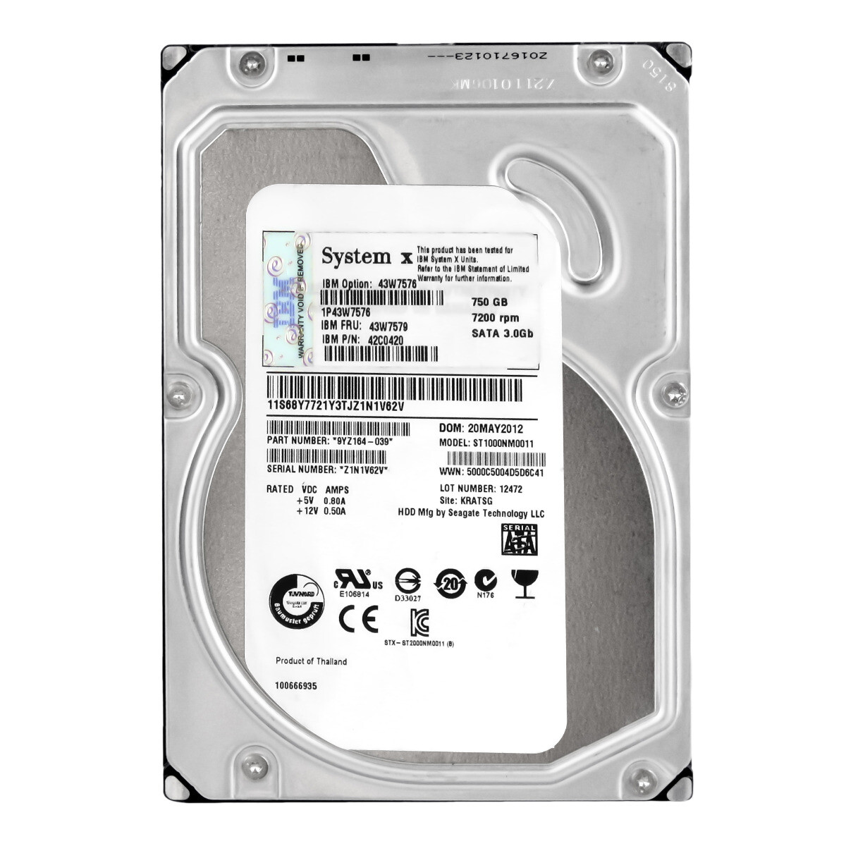 IBM 750 GB,Plug-In Module,7200 RPM (43W7579) Hard Drive for sale online ...
