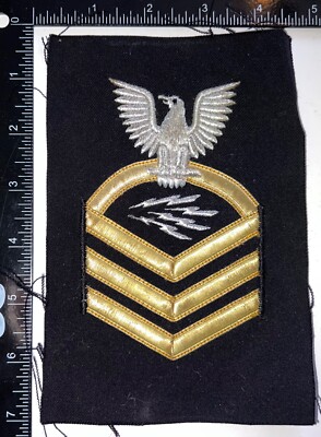 USN US Navy Radioman Chief Petty Officer CPO Rate SILVER BULLION Patch ...
