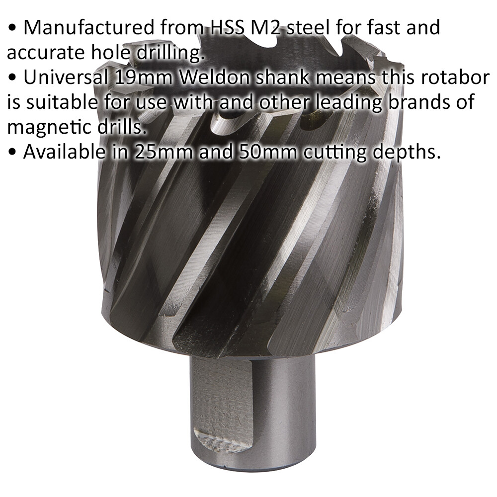 46mm x 25mm Depth Rotabor Cutter - M2 Steel Annular Metal Core Drill ...