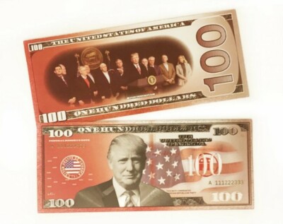 Donald Trump Authentic Republican Red & Silver Commemorative $100 Bank ...