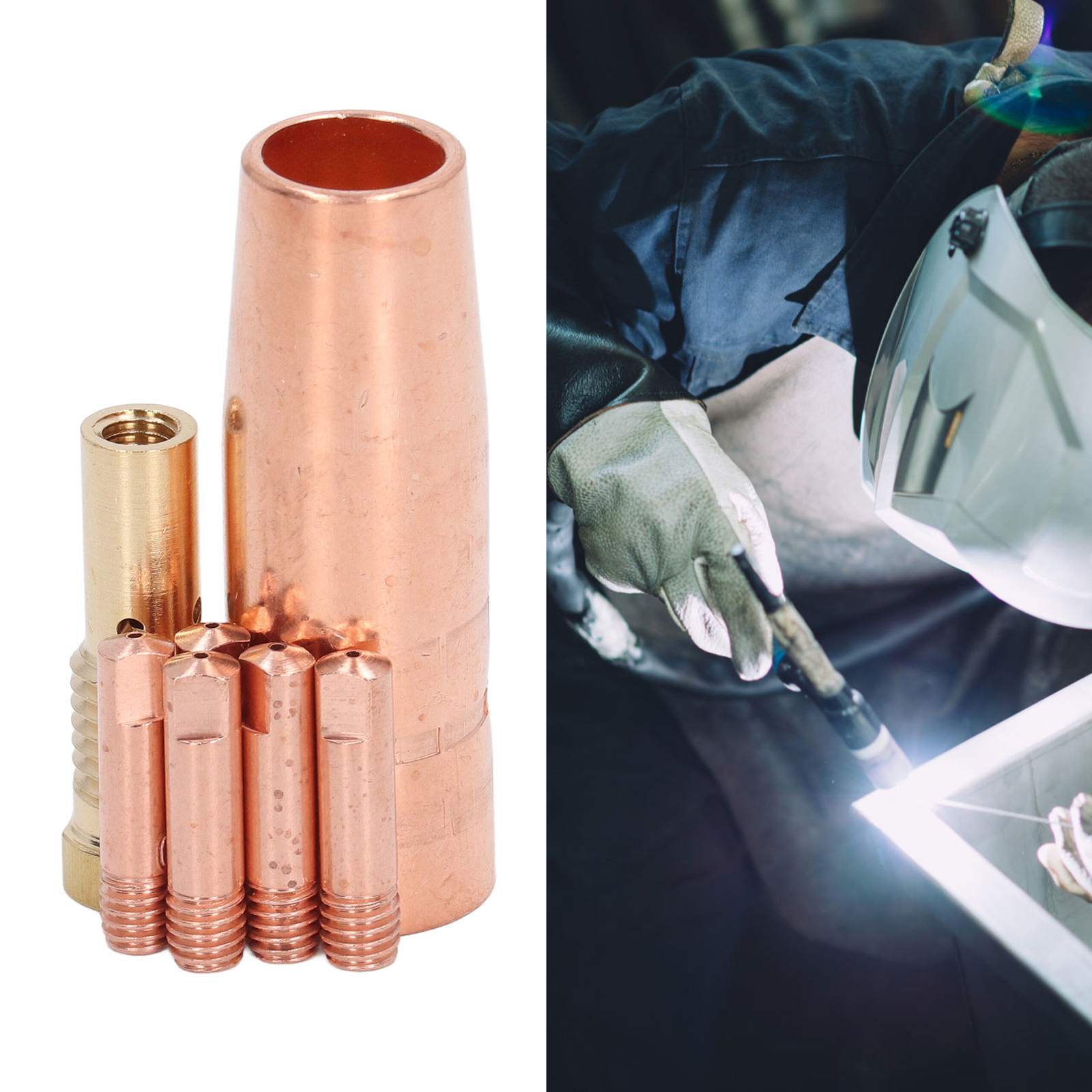 MIG Welding Flux Core Gasless 0.9mm Brass Nozzle Tips For Century FC90 ...
