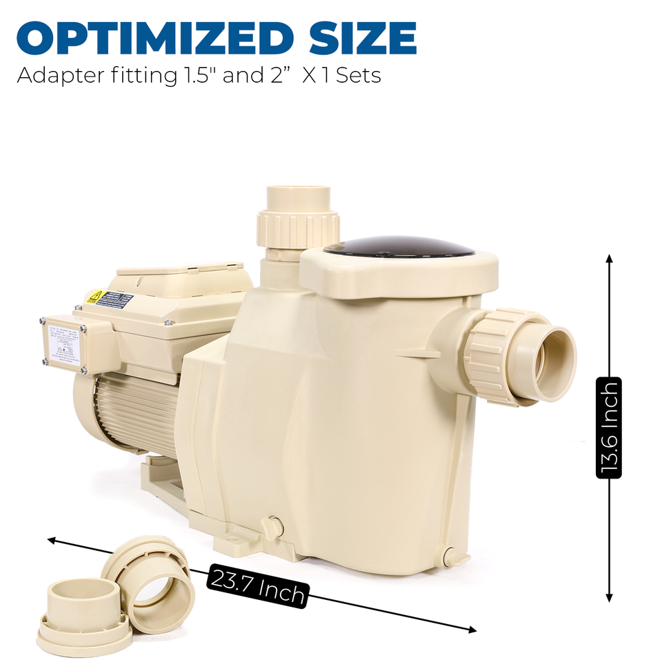 2HP High-Flo Variable Speed Swimming Pool Pump Inground 230V w/ Timer ...