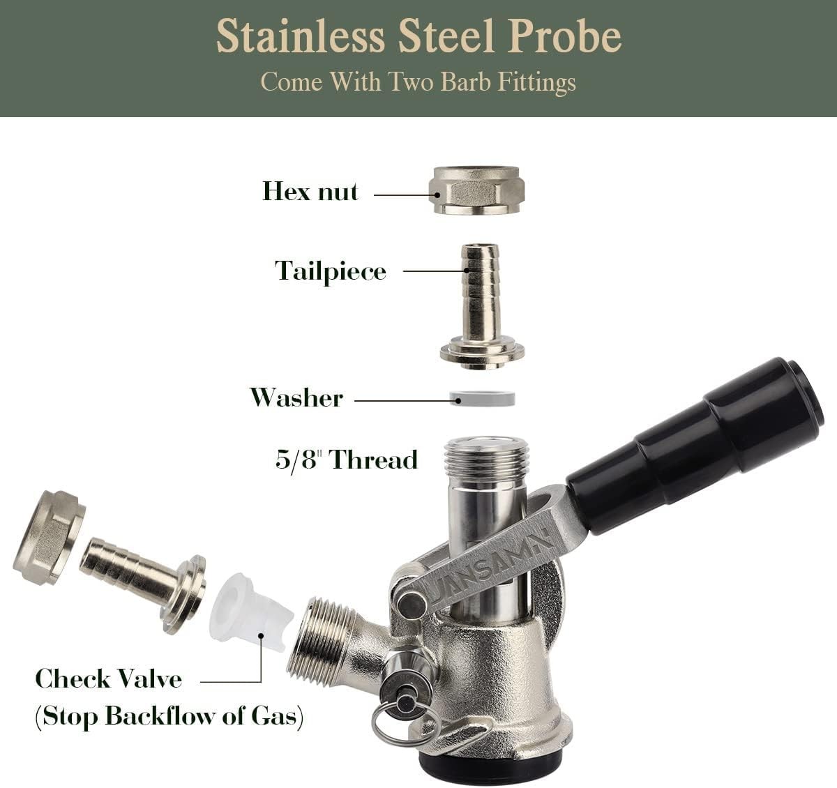 Keg Coupler, Sankey D Tap with 304 Stainless Steel Probe, Black | eBay