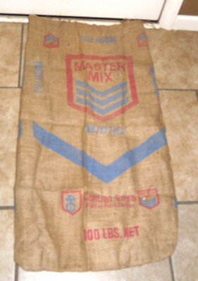 Vintage Master Mix Feeds 100 Pound Feed Burlap Sack 39" x 21" | eBay