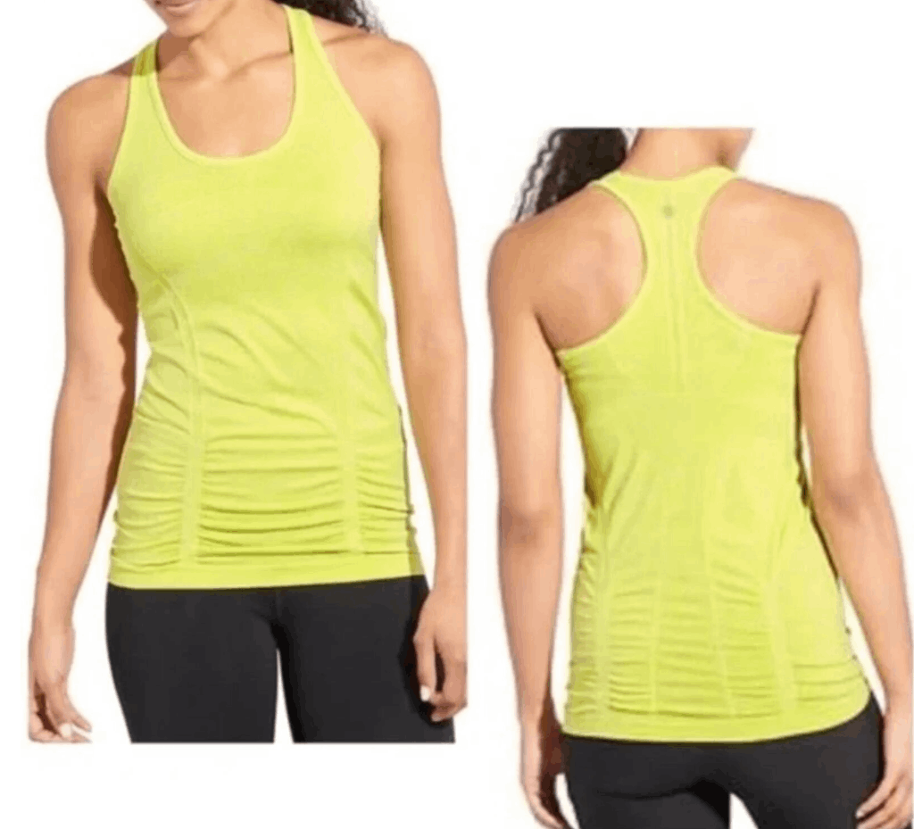 Athleta Fastest Track Racerback Neon Yellow Green Tank Top Size Medium ...