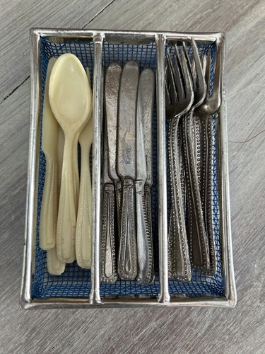 Vintage Children's Play Silverware set with Wire Basket Tray (*36) | eBay