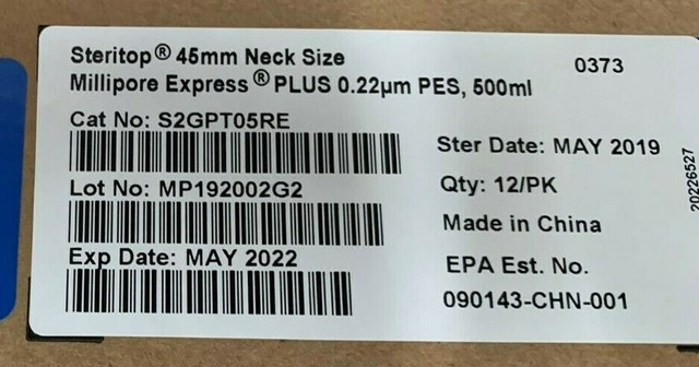 Millipore S2GPT05RE Steritop 45mm Neck Express PLUS 0.33 um PES 500 mL ...