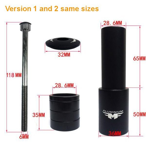 28.6mm Bike Head Tube Extender Bicycle Stem Raiser to Enhance Handlebar ...