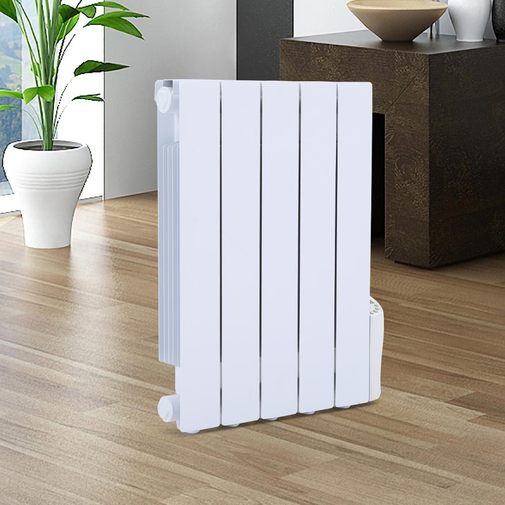 900W 5 Fin Electric Wall Mounted Oil Filled Heater Themostat Radiator ...