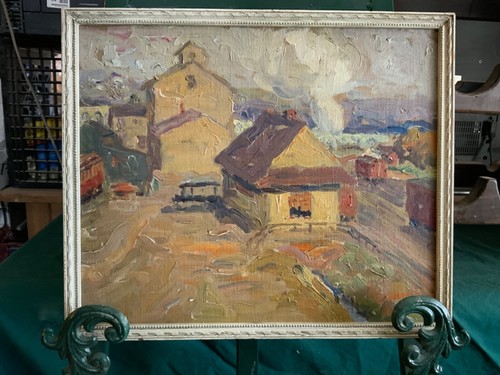1 oak Howard Ellis oil painting “A small Village”? Morro Bay, CA artist ...
