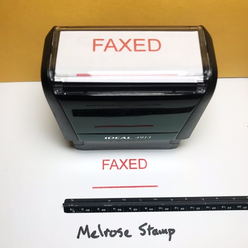 Faxed With Line Rubber Stamp Red Ink Ideal 4913 | eBay