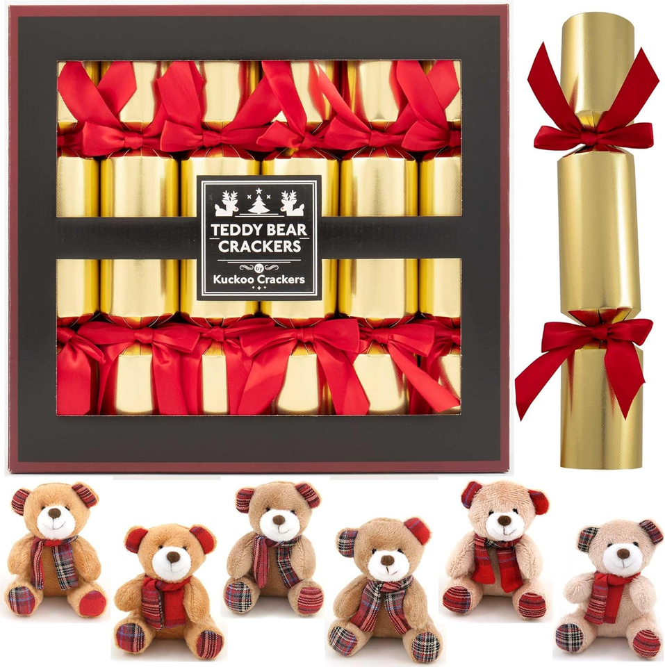 : 6 X 13-Inch Teddy Bears with Scarfs and Patchwork Paws Christmas ...