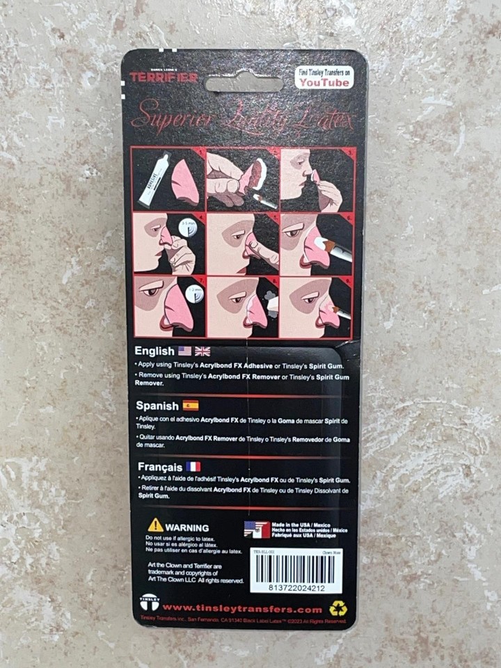 TERRIFIER 3 ART CLOWN NOSE LATEX APPLIANCE PROSTHETIC COSTUME MAKEUP ...