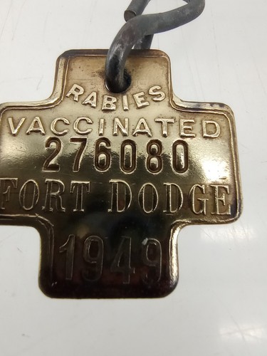Vintage Cross 1949 Fort Dodge Dog tax rabies vaccination pet license ...