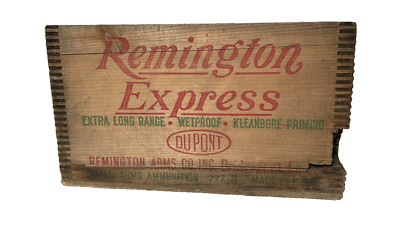 Vintage wooden Remington Ammo Box Express Extra Long Range wetproof 14. ...