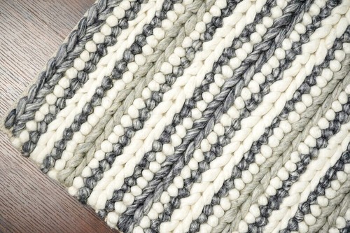 Hand Woven, Chunky Loop, Multi Knit, Grey & Ivory, Wool Rug. Available ...