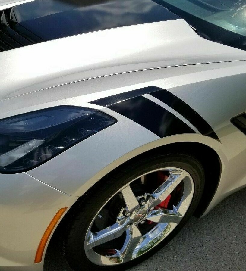2014-2019 Corvette Stingray C7 Front Fender Racing Hash Stripes Decals ...