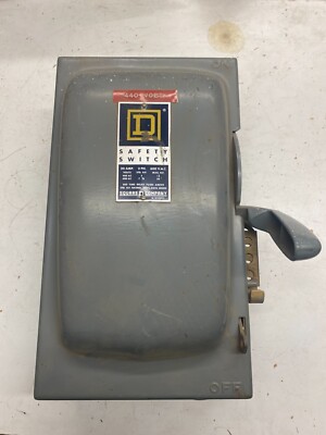 SQUARE D SAFETY SWITCH H361 3-PHASE 600VAC 30 AMP SERIES D1 5 7-1/2 HP ...