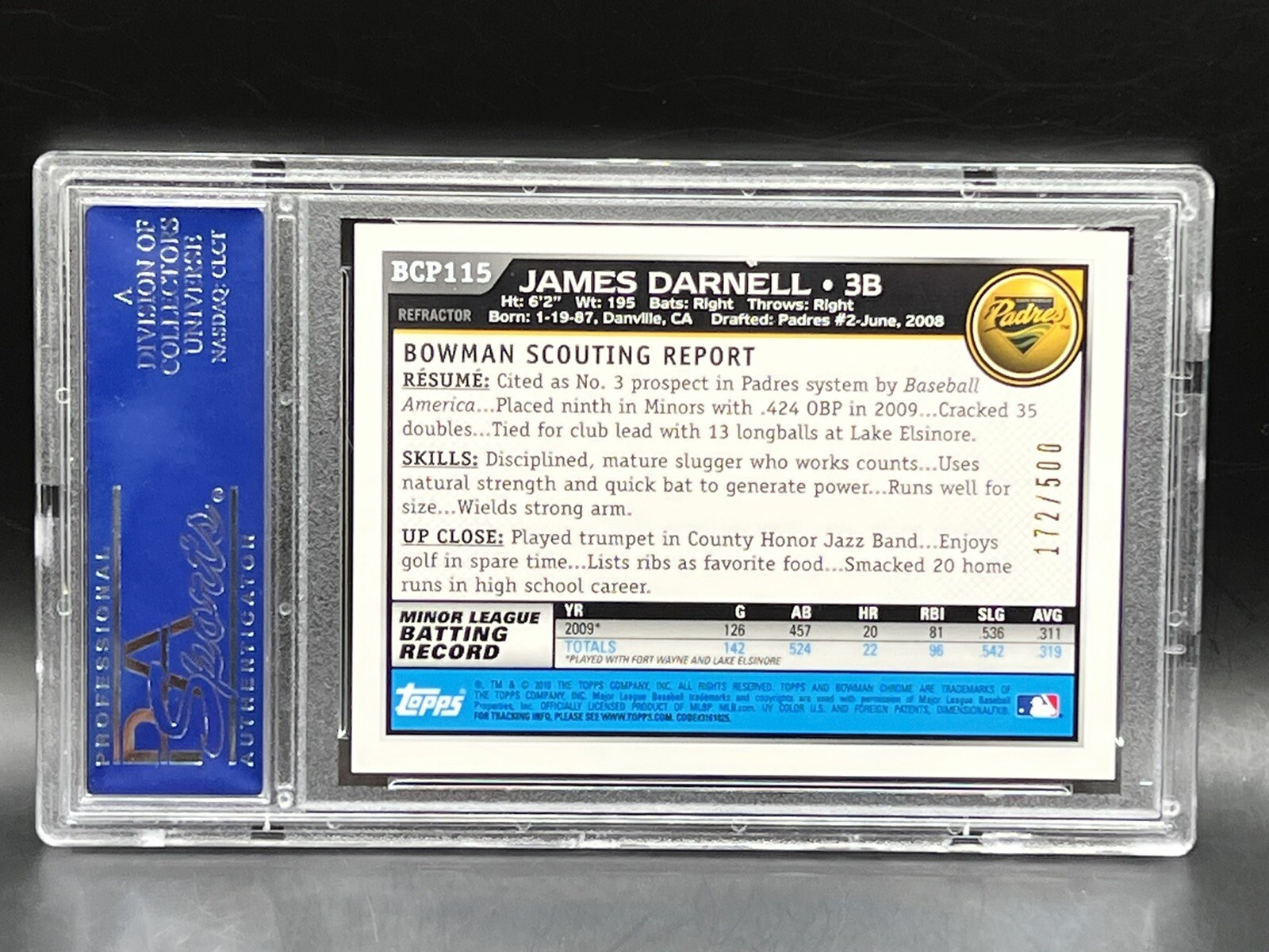 2010 Bowman Chrome - Prospects Refractor #BCP115 James Darnell /500 (RC ...