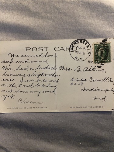 1912 Postmarked Postcard with Rare George Washington 1 Cent Green Stamp ...