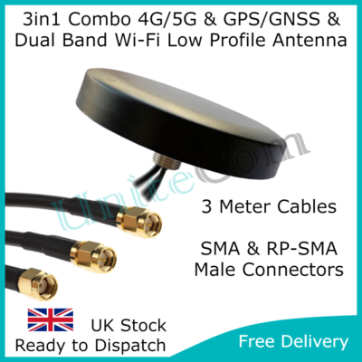3in1 Combo 4G/5G & Wi-Fi & GPS Puck Antenna Outdoor Broadband Mobile ...