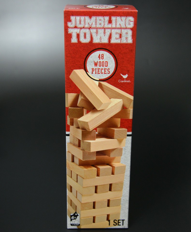 JUMBLING WOOD TOWER CLASSIC PARTY FAMILY FUN GAME 48 WOOD BLOCK PIECES ...