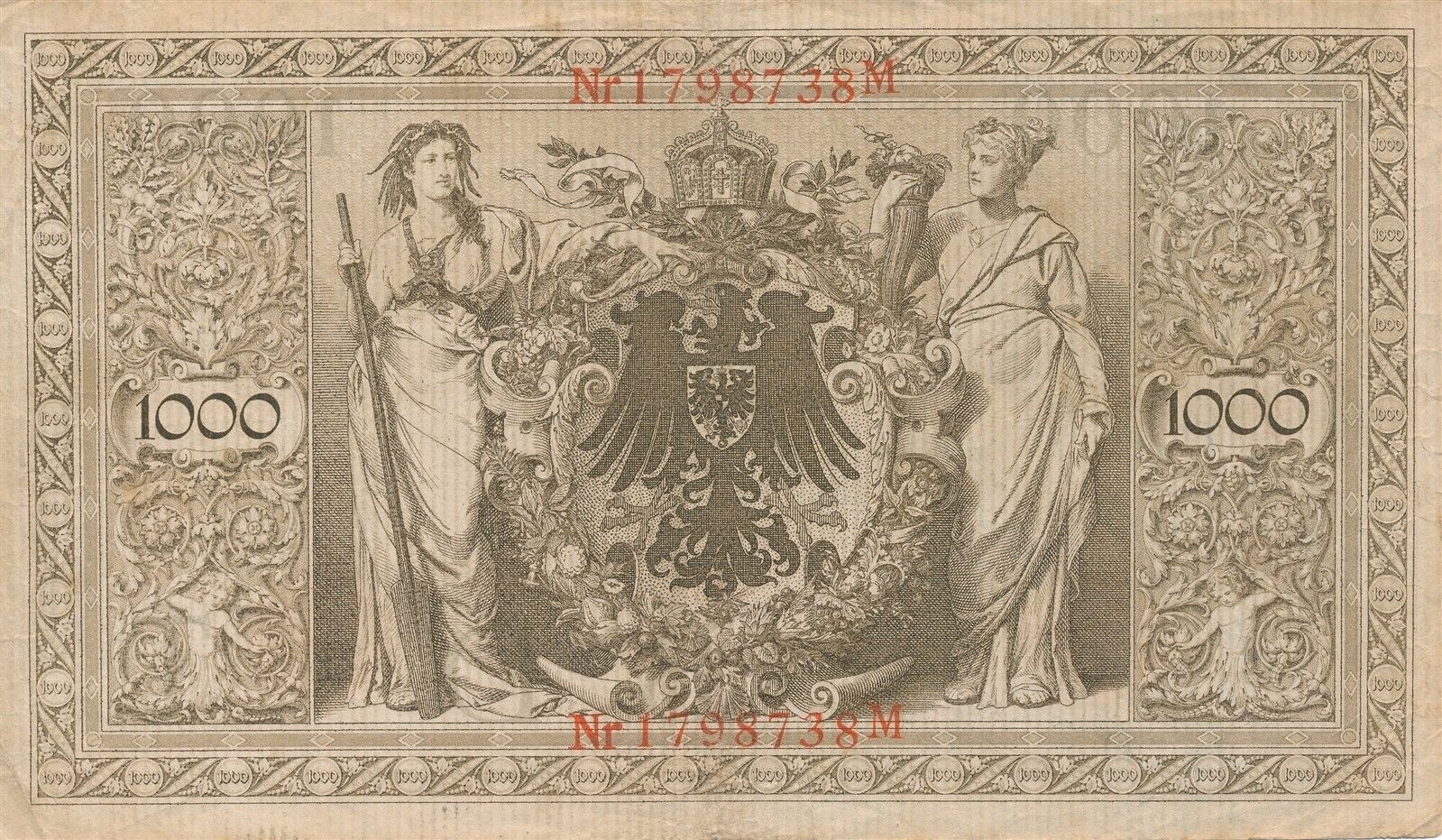 Lot Currency Germany 1910 Reich Banknote Money 1000 Reichsmark ...