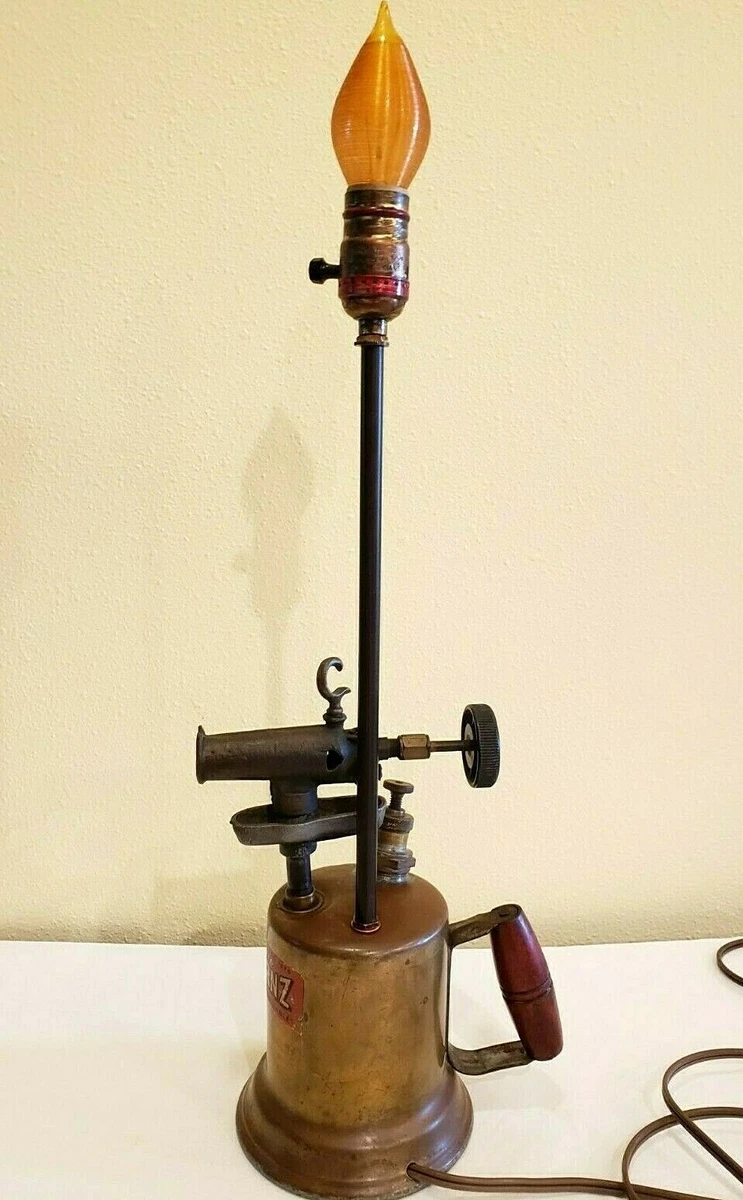 Upcycled brass blow torch lamp - suavalikeo.com
