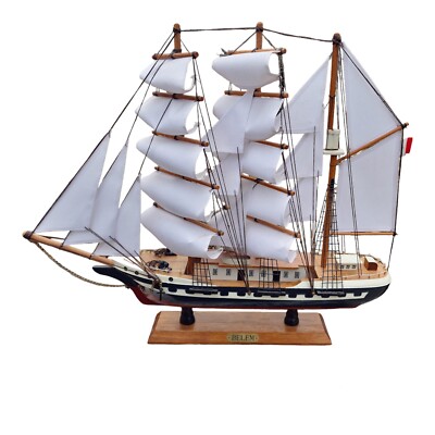 Heritage Mint HANDCRAFTED WOODEN Belem Model Ship W/ Stand 21"(L) x 17 ...