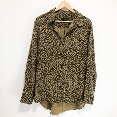 Zara Leopard Print Shirt XL Women's Relaxed Blouse Top Drop Tail Long ...