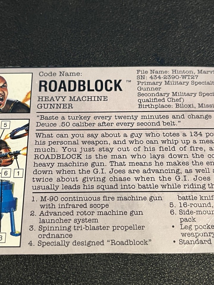 gi joe lot File Card 1992 Roadblock Recalled Great Condition Rare! | eBay