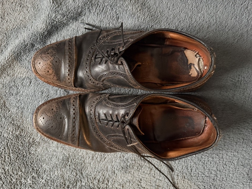 Allen Edmonds Strandmok Mens 10 D Cap-Toe Oxfords Black Blue Bottoms ...