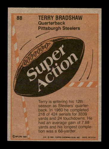 1981 Topps #88 Terry Bradshaw SA NM X2647021 | eBay