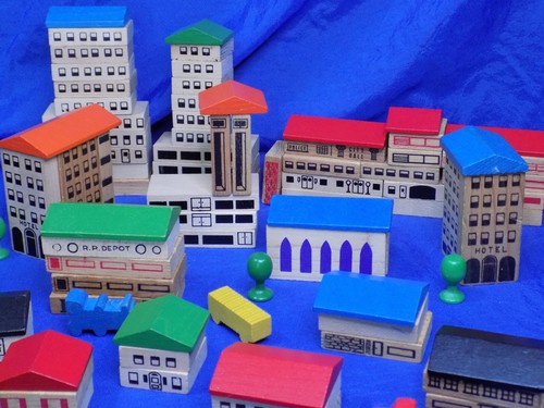 Playskool Village Wood Block City 185 Pieces Set #310 Vintage 1973 | eBay
