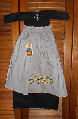 Primitive Dress with Apron JACK O LANTERNS, Halloween, Pumpkin | eBay