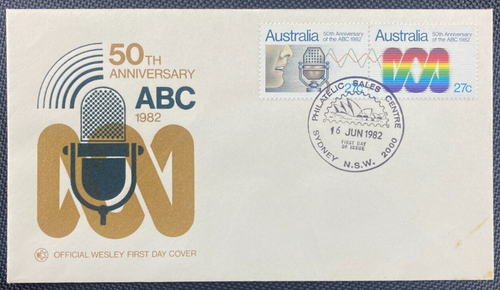 1982 50th Anniversary Of The ABC WESLEY Embossed FDC First Day Cover ...