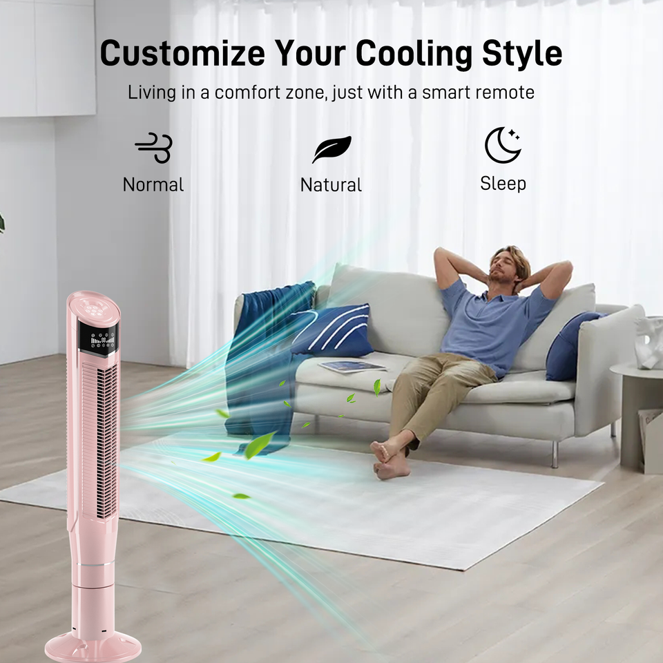 YUKOOL 47 Inch Portable Vibrating Silent Tower Fan with Remote Control ...