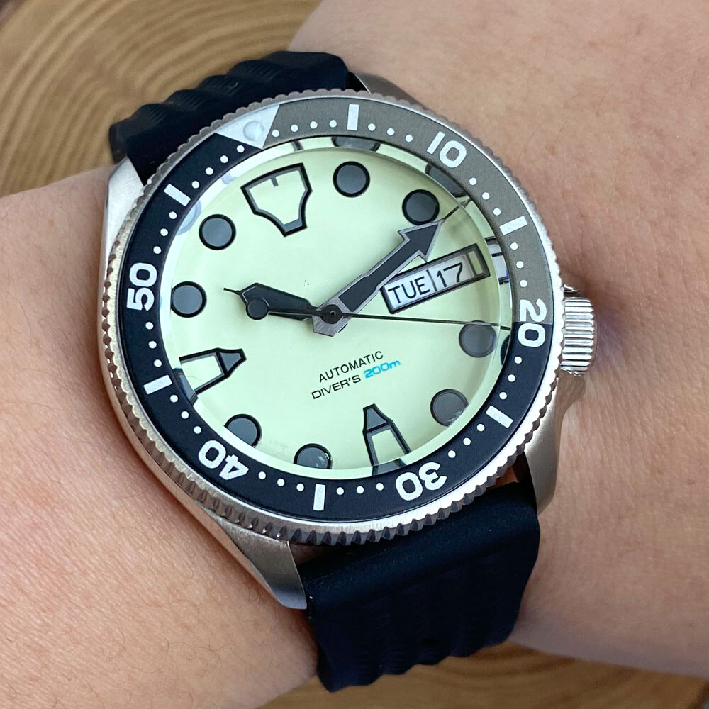 20ATM Diving 37MM Full Green Lume NH36A 120 Click Bezel Sapphire Glass ...