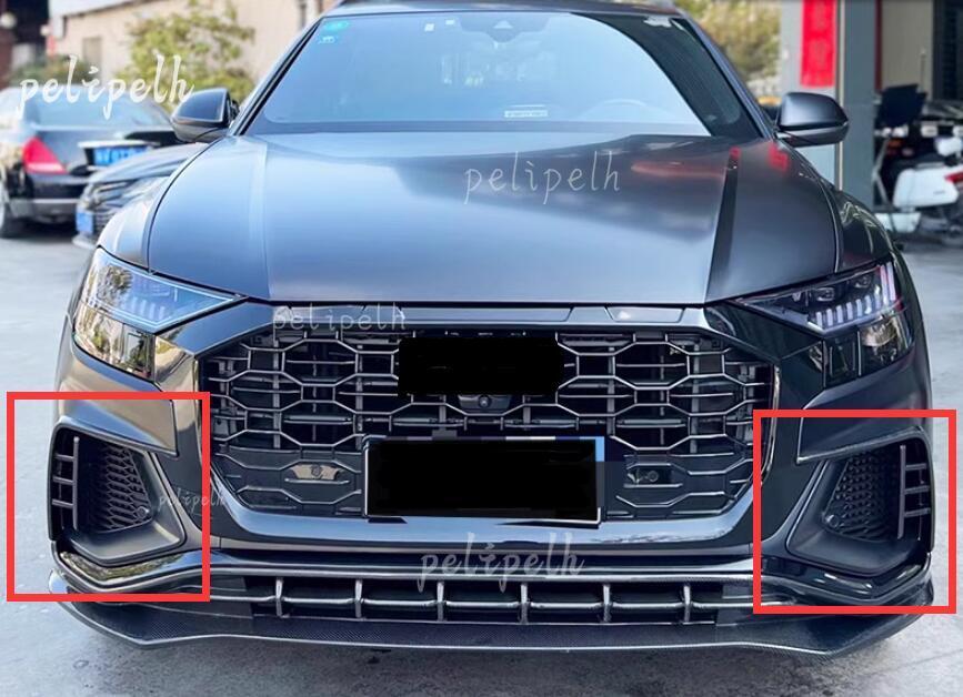 For Audi Q8 SQ8 2019-2023 Carbon Fiber Front Bumper Lip Spoiler Fins ...