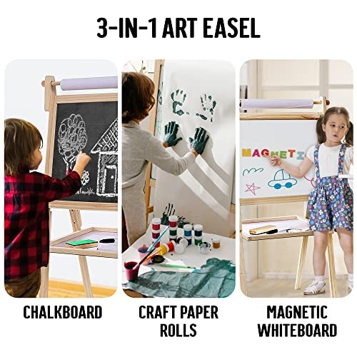 Deluxe Standing Art Easel for Kids - Toddler Drawing Chalkboard ...